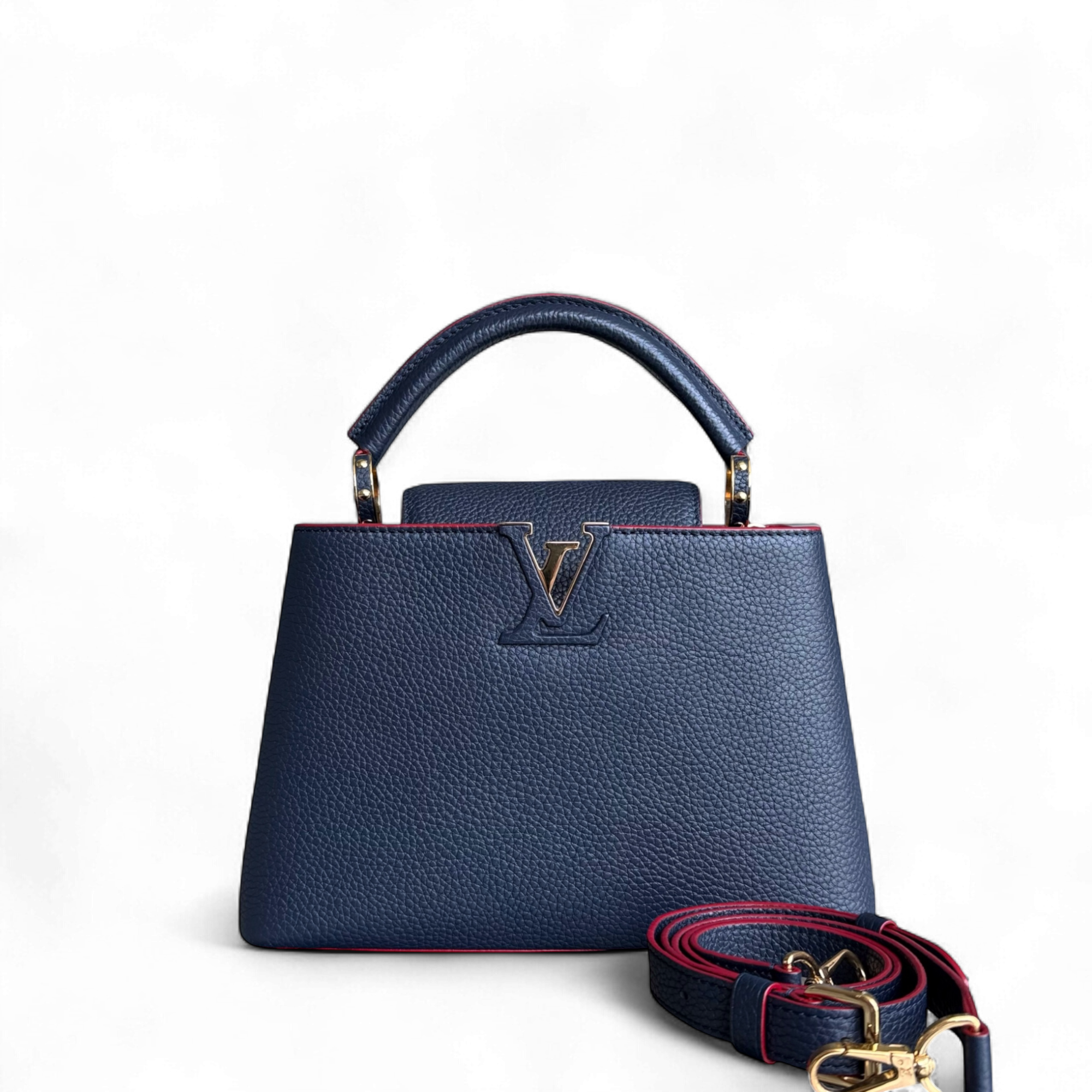Louis Vuitton Capucines BB - Grained Calfskin Dark Blue Fuchsia Gold H