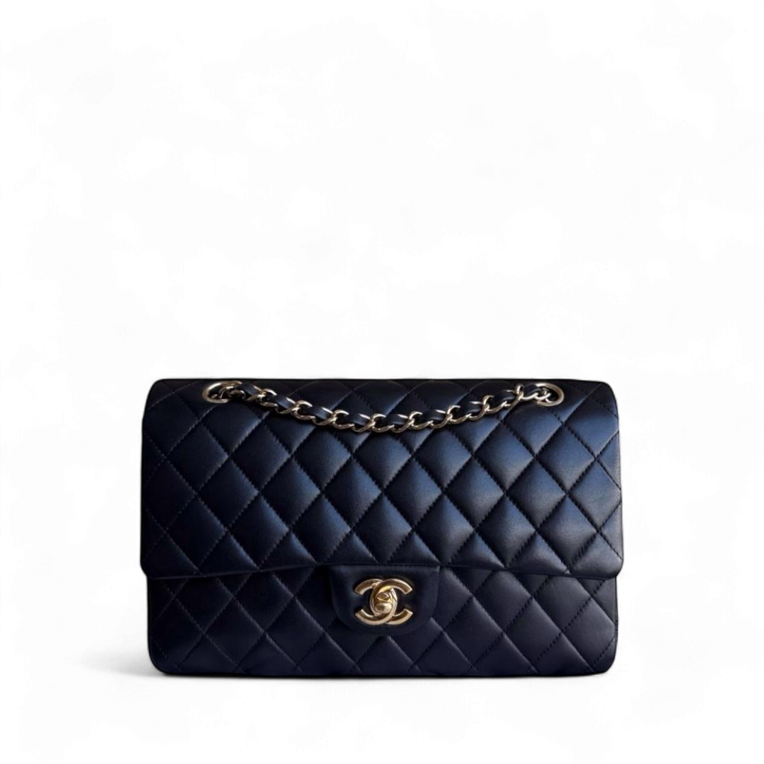 Chanel Classic Flap Medium - 25CM Quilted Lambskin Black Gold Hardware