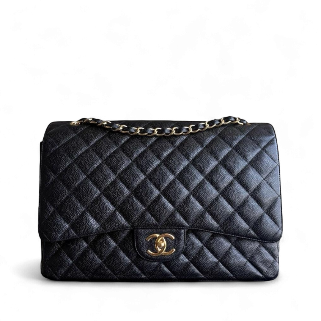 Chanel Classic Flap Maxi - Caviar Double Flap 33CM Quilted Grained Cal