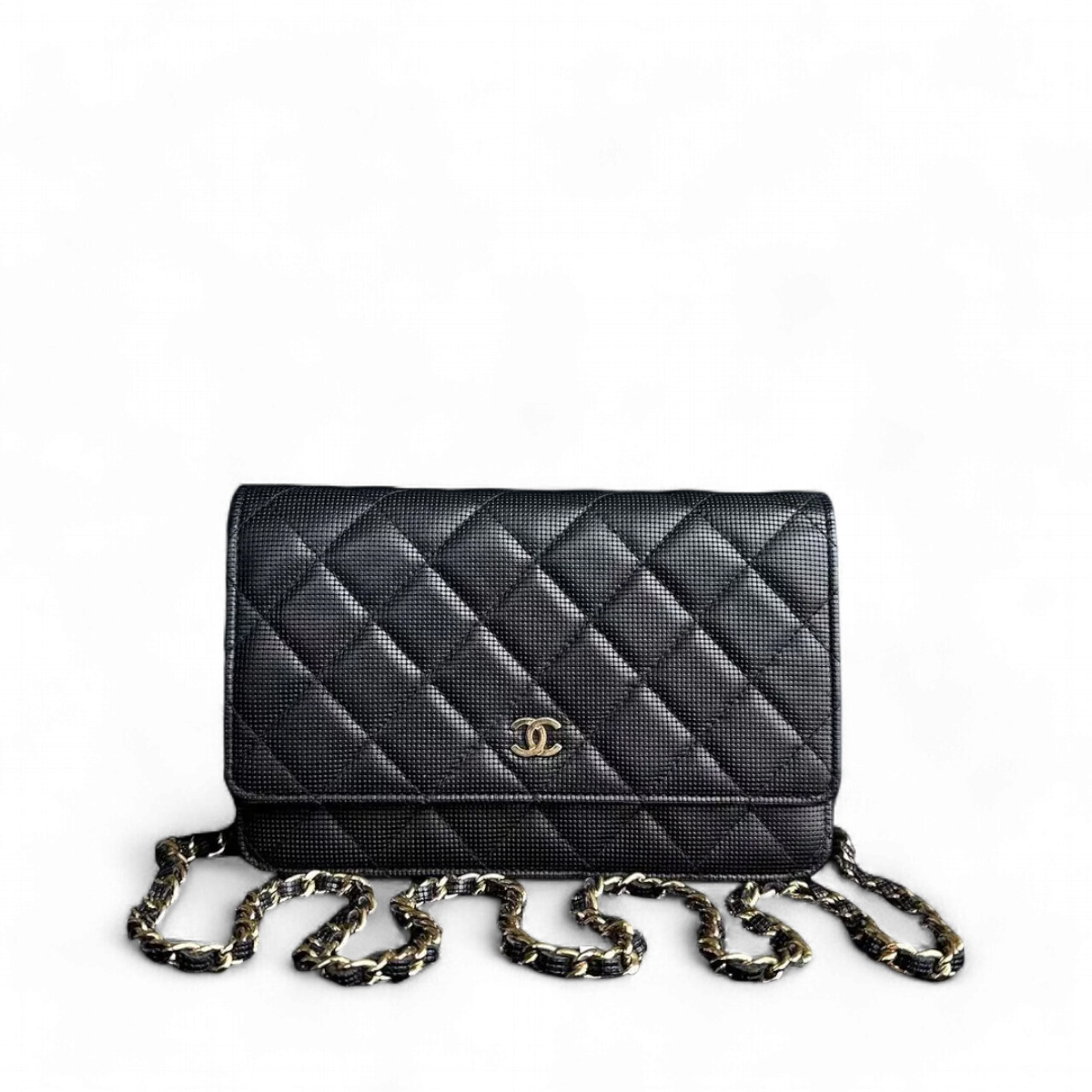 Chanel WOC Wallet On Chain - Pixelated Calfskin Black Golden Hardware